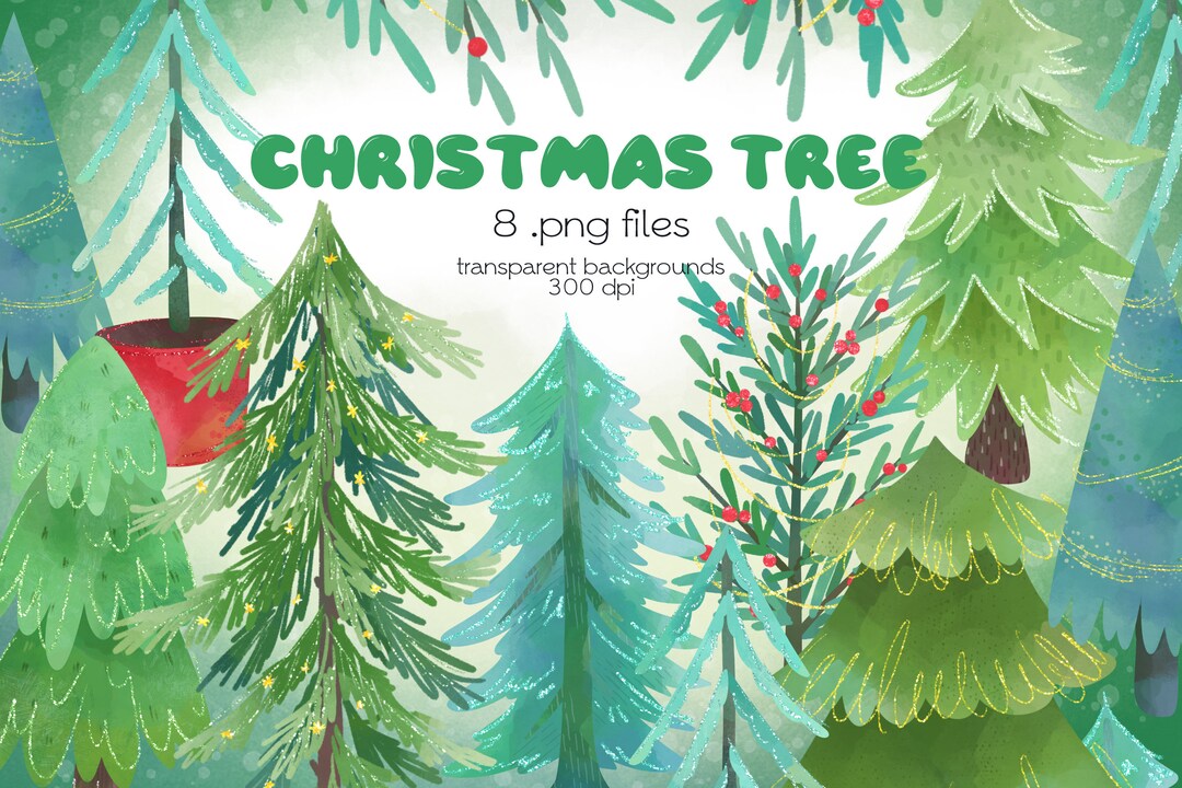 Christmas Tree Clipart / Winter Trees Clipart / PNG Files / Instant ...