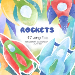 Rockets Clipart / Cartoon Space Transport / PNG Files / - Etsy