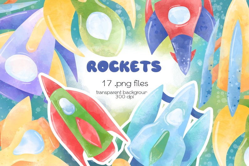 Rockets Clipart / Cartoon Space Transport / PNG Files / - Etsy