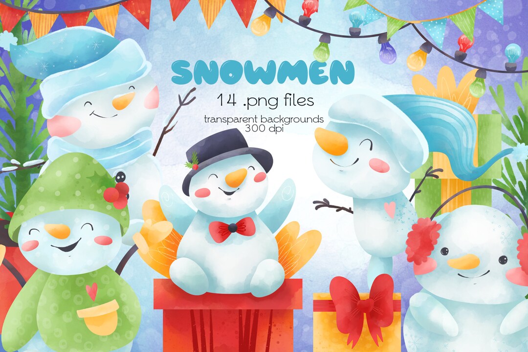 Snowmen Clipart / Christmas Holiday / PNG Files / Instant Download - Etsy