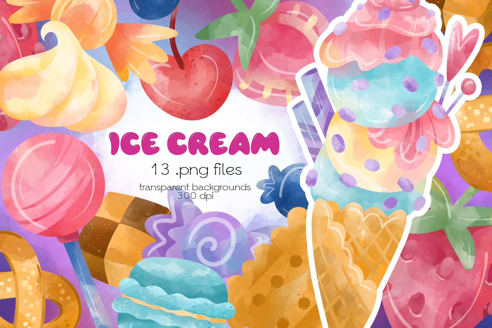 Ice Cream Clipart / Summer Sweet Food / PNG Files / Instant Download - Etsy