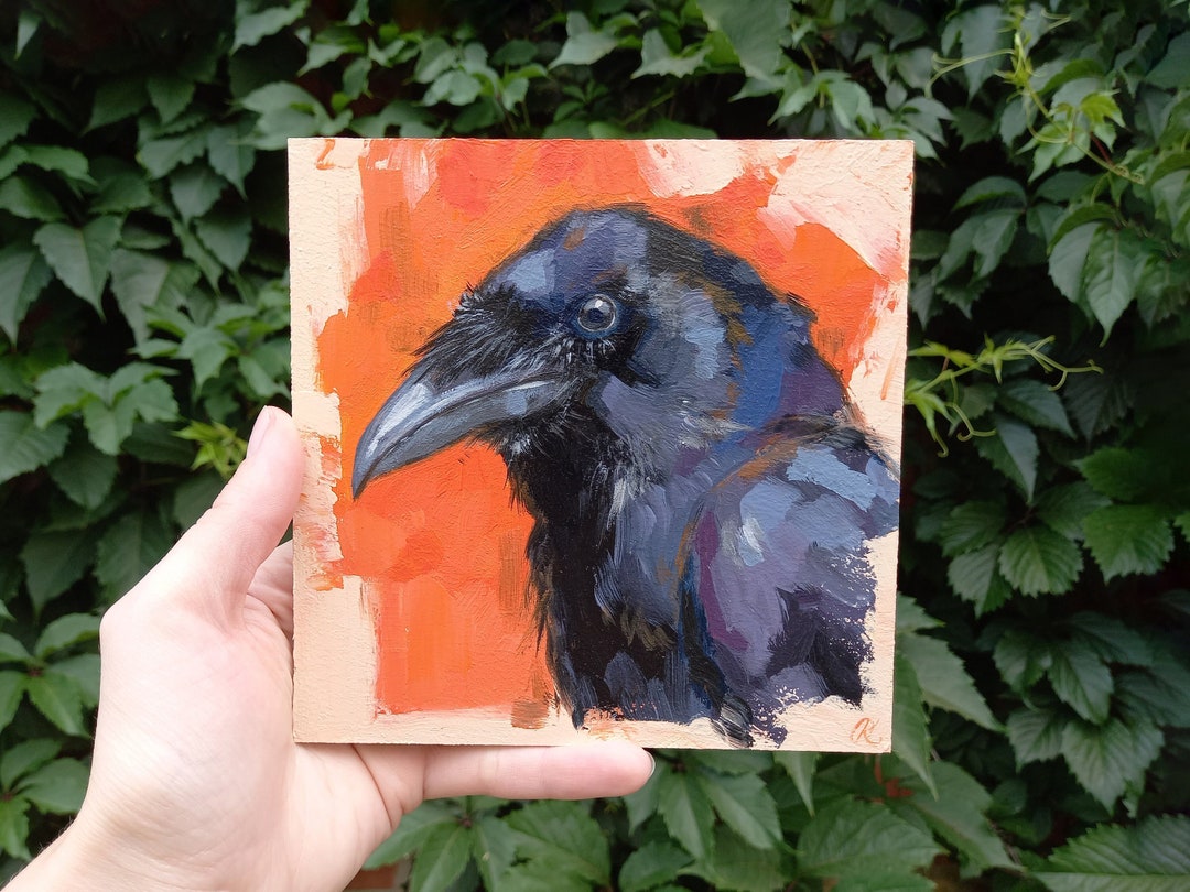Black Raven / Original Oil Painting / Modern Mystical Art / Unique Gift ...