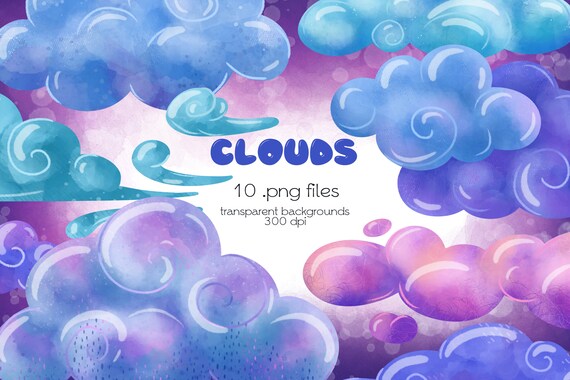 Clouds Clipart / Weather Clipart / PNG Files / Instant | Etsy Canada