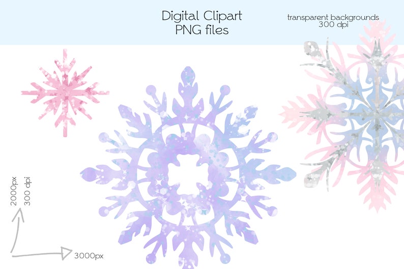 Snowflakes Clipart / Silver Snowy Clipart / Winter Weather / | Etsy