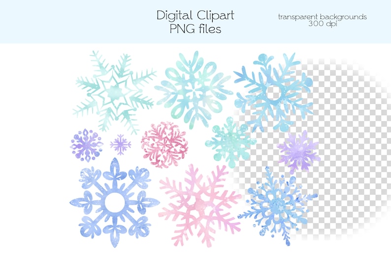 Snowflakes Clipart / Snowy Clipart / Winter Weather / PNG Files ...