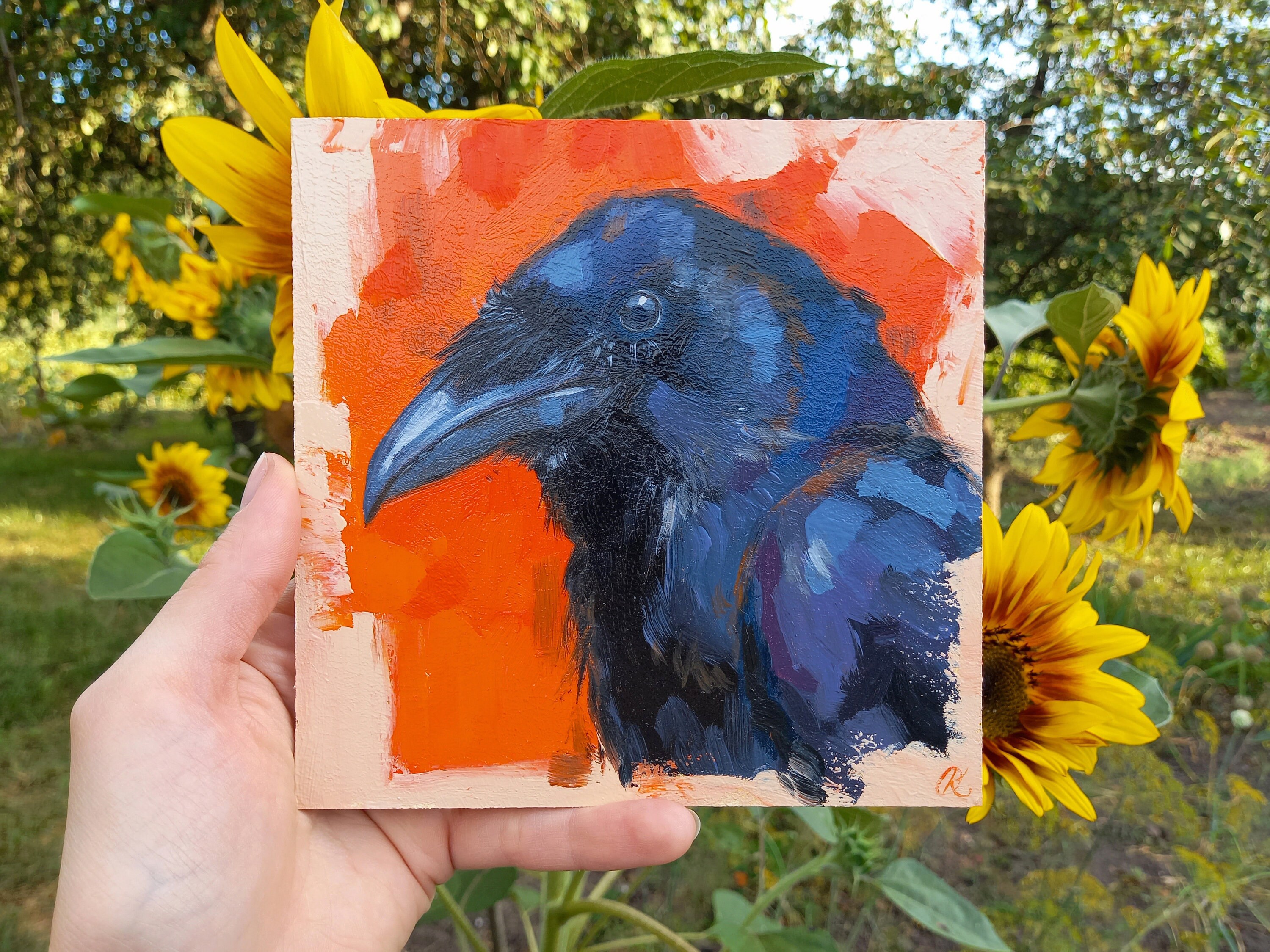 Black Raven / Original Oil Painting / Modern Mystical Art / Unique Gift ...