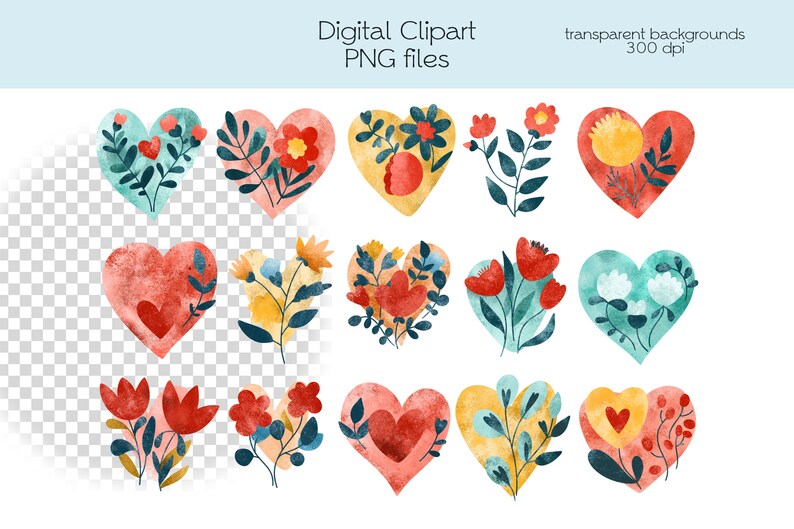 Hearts Clipart Bundle / PNG Files / Instant Download - Etsy Australia