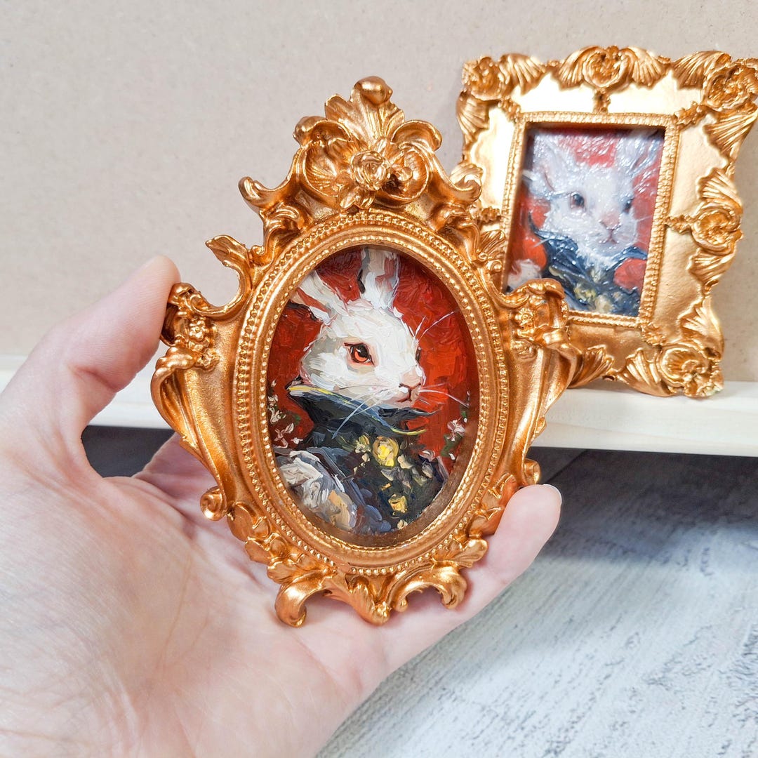 Mini Rabbit Portrait / Original Oil Painting / Modern Art / Unique Gift ...