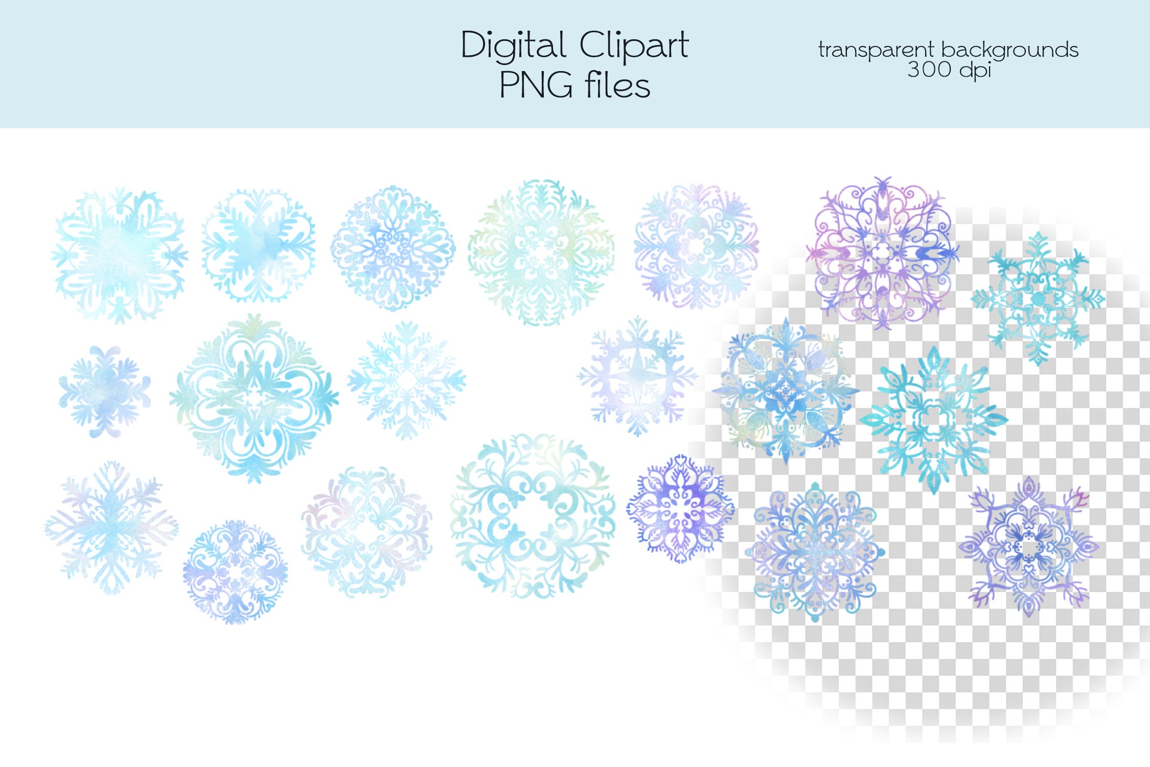 Snowflakes Clipart / Winter Snowy Clipart / PNG Files / Instant ...