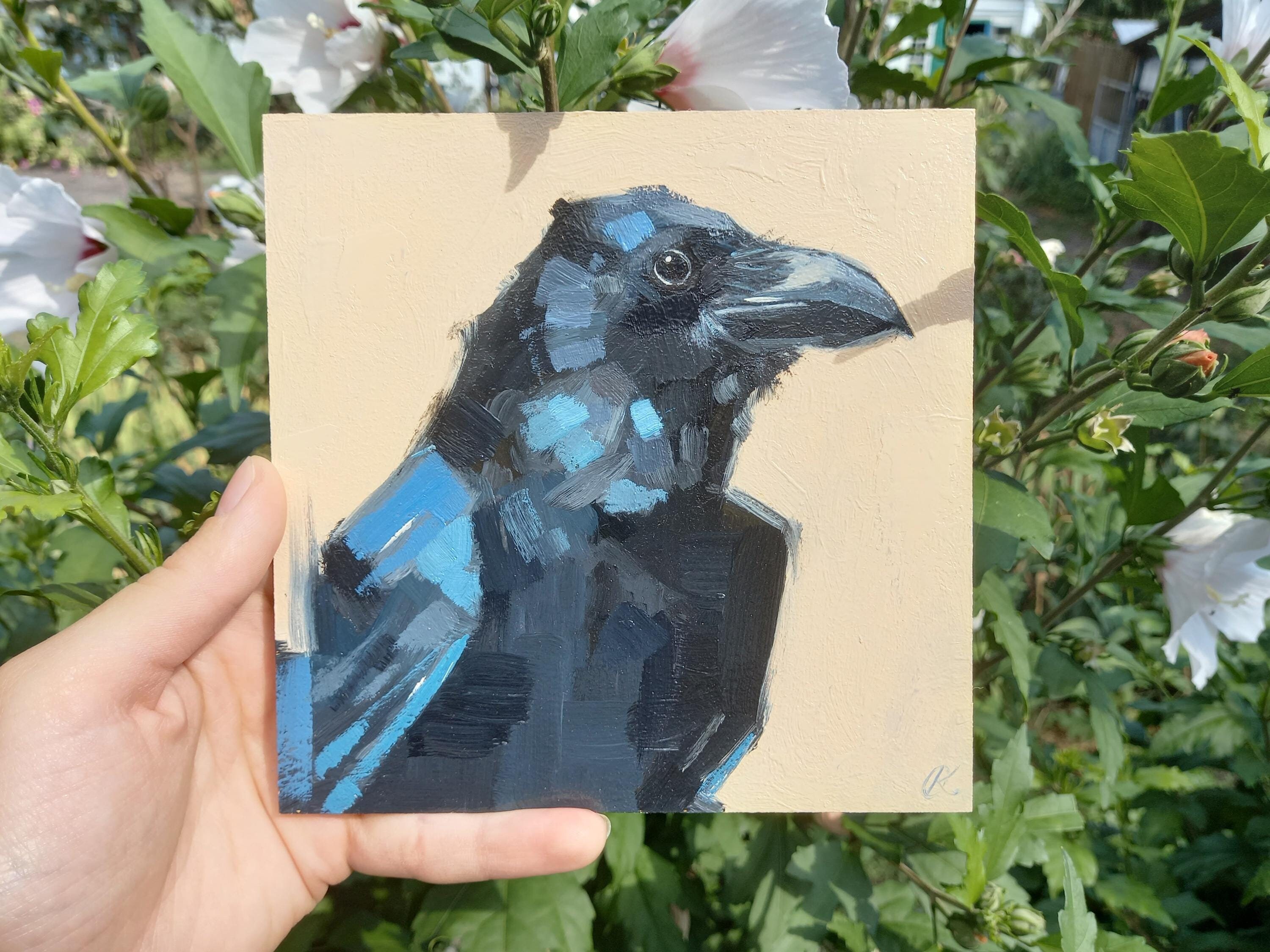 Black Raven / Original Oil Painting / Modern Mystical Art / Unique Gift ...