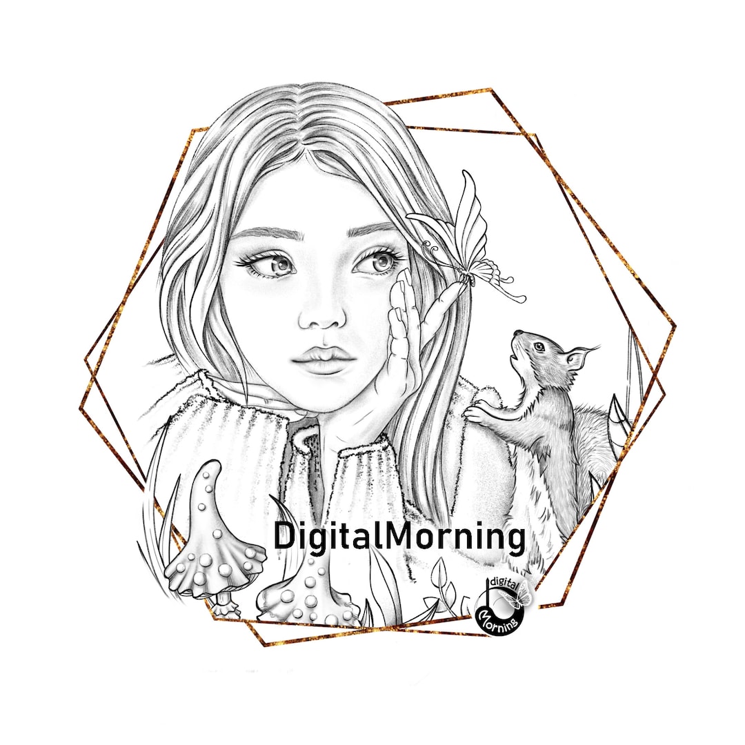 Fantasy Grayscale Coloring Portrait Page Pdf Jpg A3 A4 Letter - Etsy