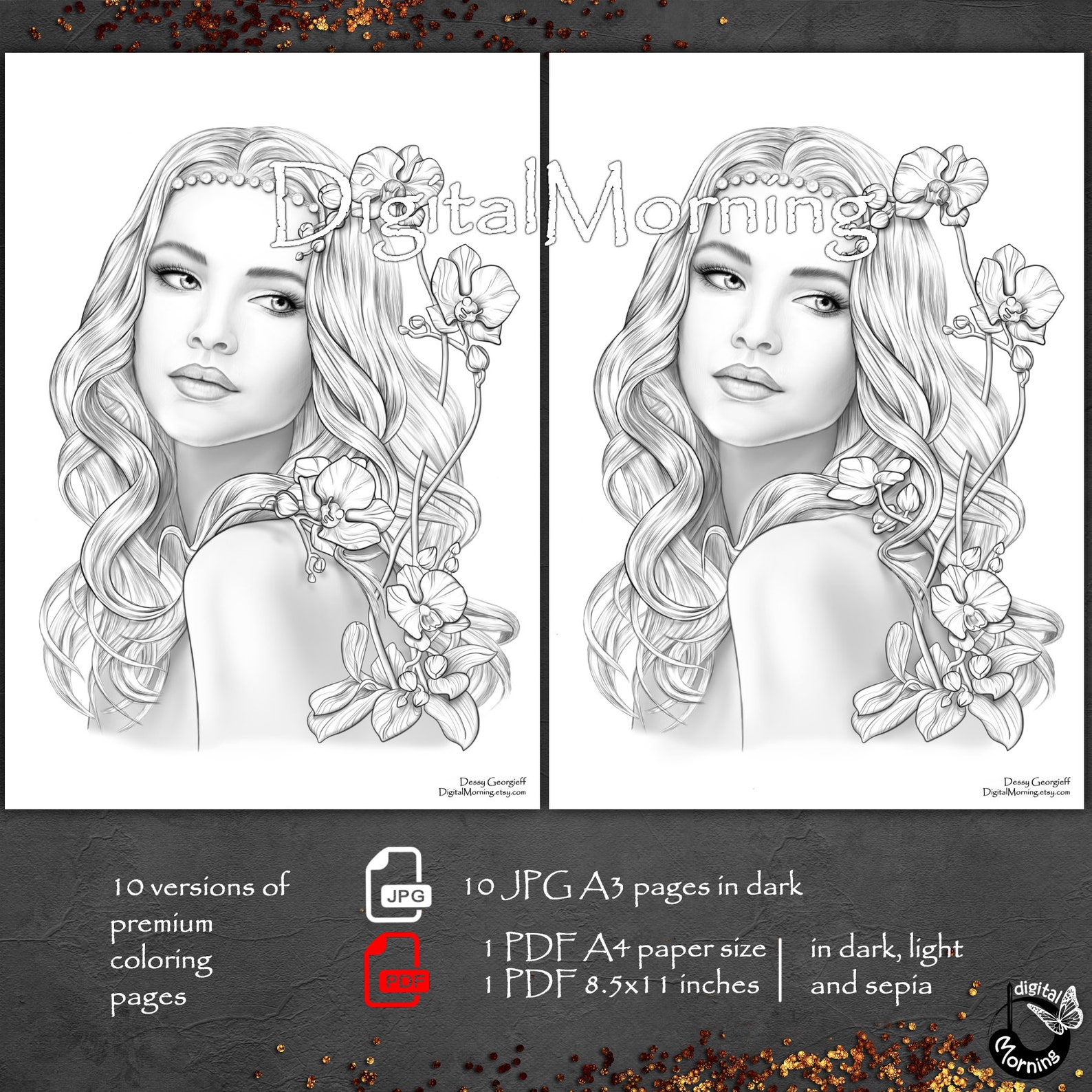 Premium Coloring Pages PDF for Adult Grayscale Coloring A3 | Etsy