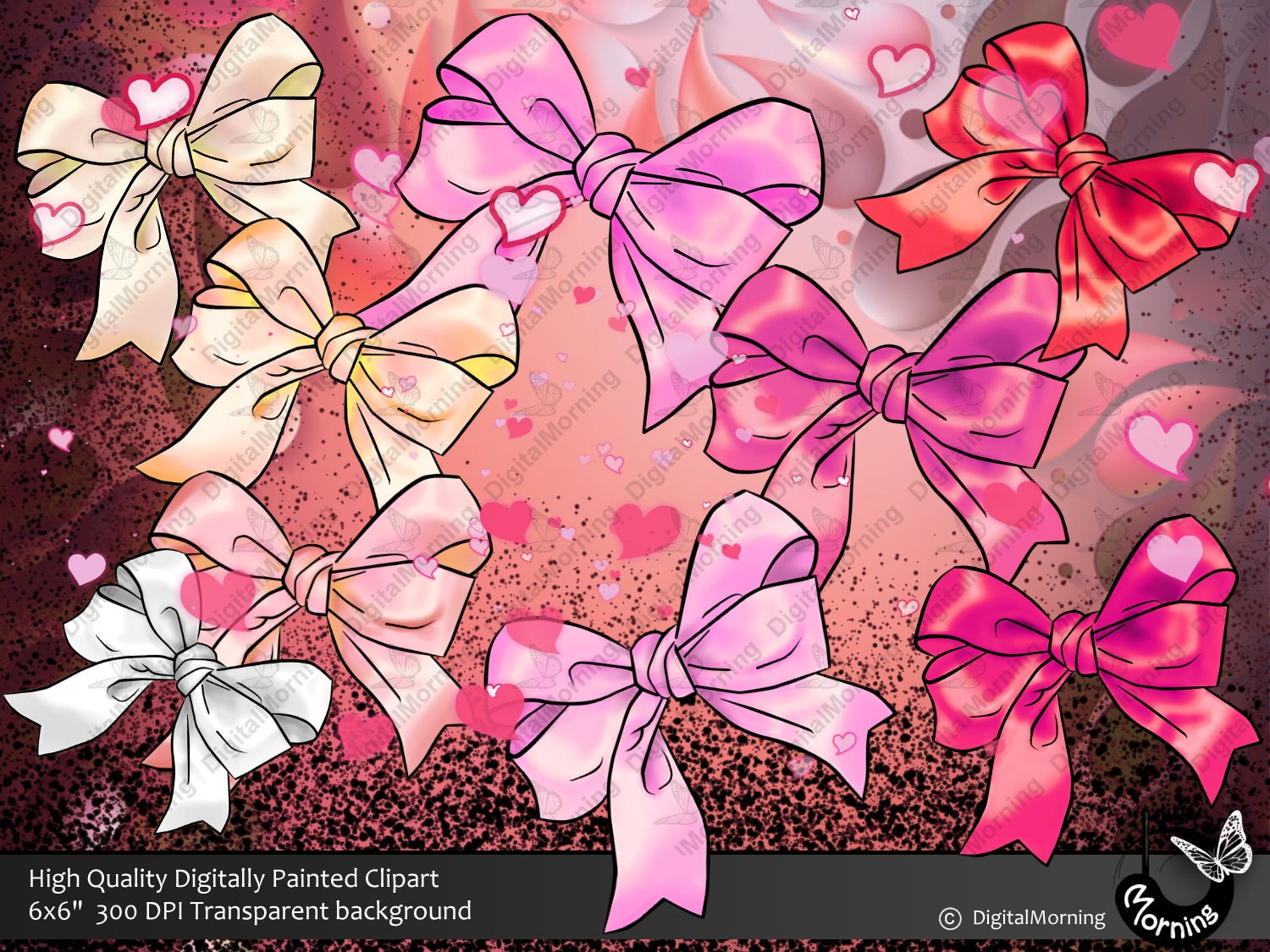 Colorful Satin Bows Clipart Gift Party Clipart Birthday - Etsy