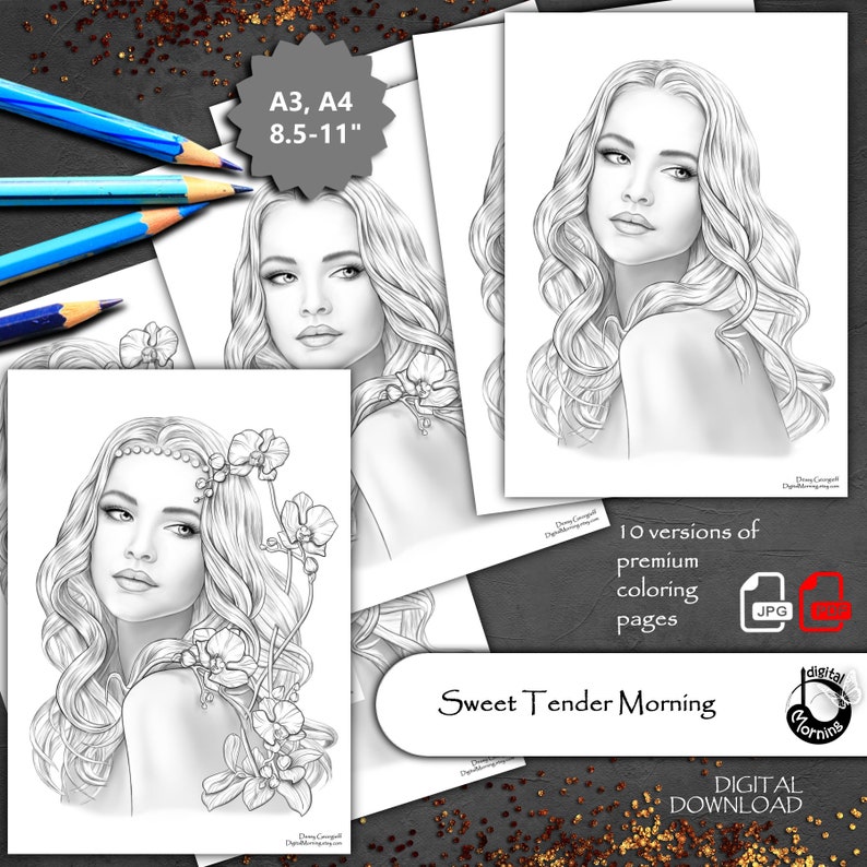 Premium Coloring Pages PDF for Adult Grayscale Coloring A3 | Etsy Australia