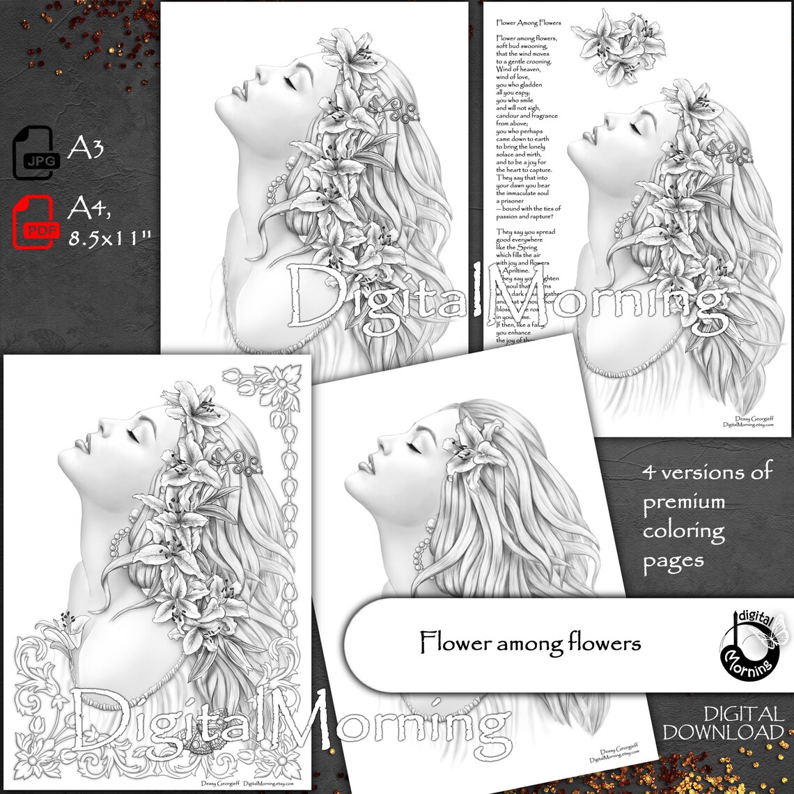 Premium Coloring Page Grayscale Coloring A3 A4 8.5x11 - Etsy