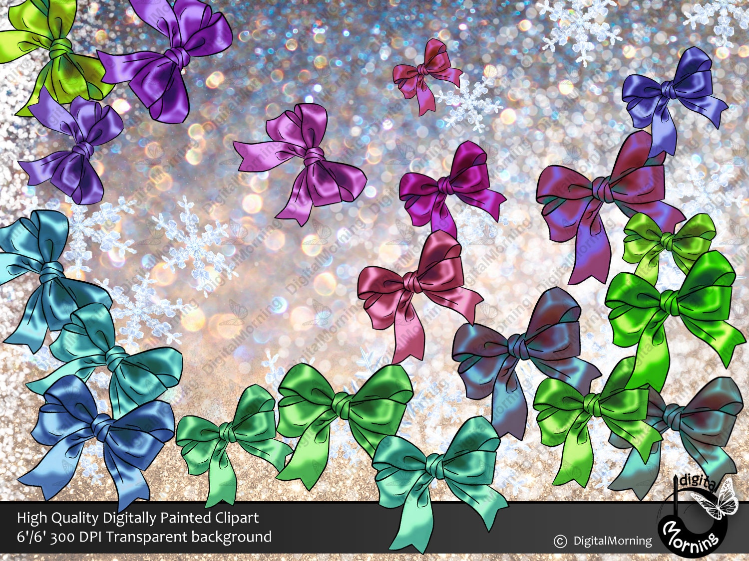 Colorful Satin Bows Clipart Gift Party Clipart Birthday - Etsy