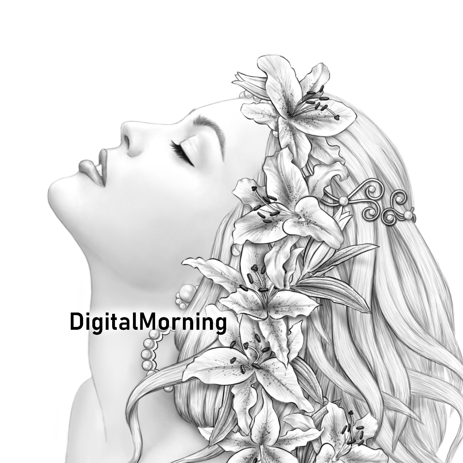 Premium Coloring Page, Grayscale Coloring, A3, A4, 8.5x11 Inches ...