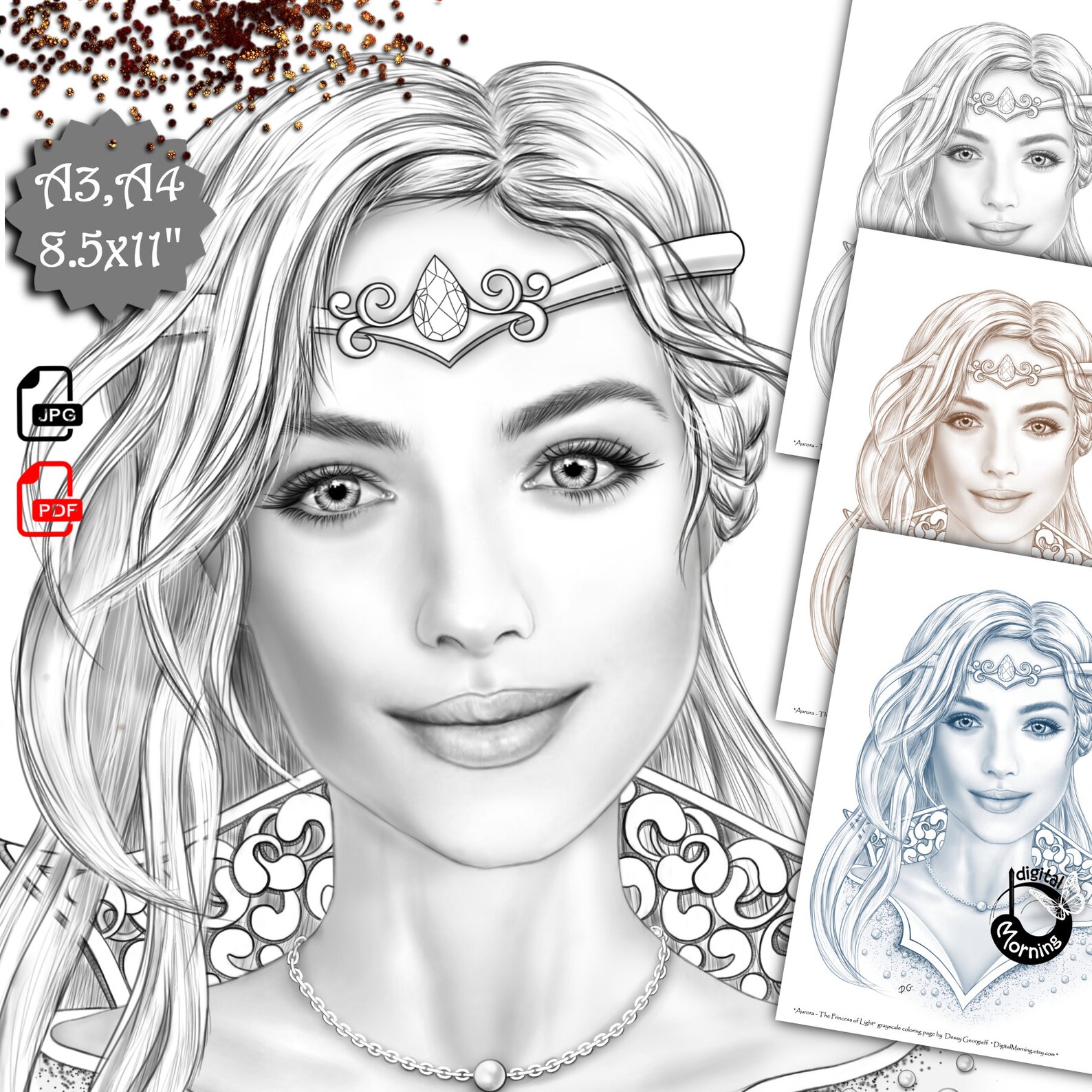 Premium Coloring Page PDF for Adult Grayscale Coloring A3 - Etsy Canada