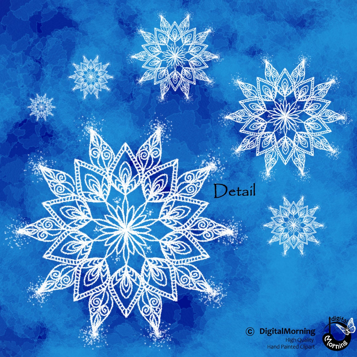 Snowflake Clipart Digital Snowflakes Winter Graphics | Etsy