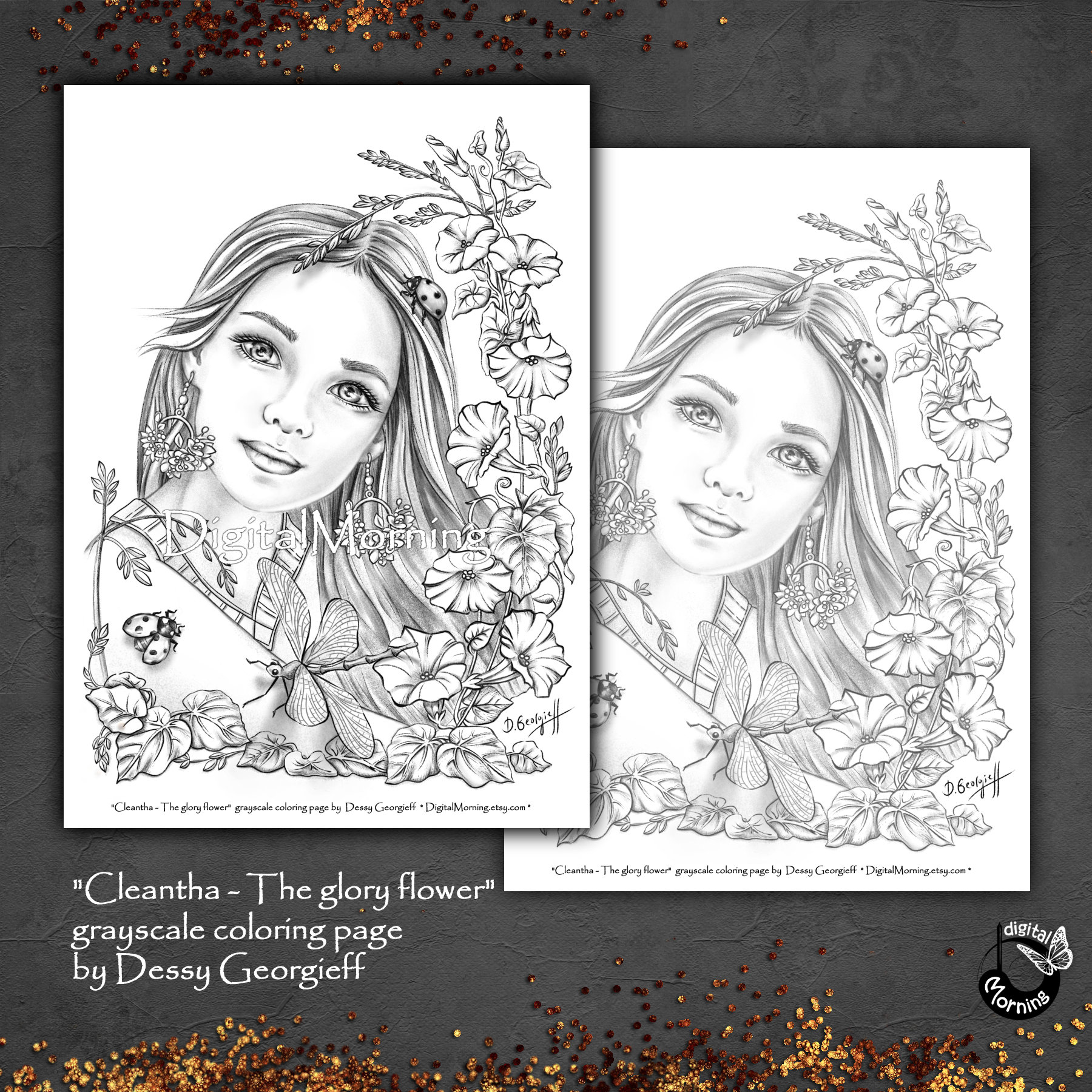 Set of 5 Free Spirit Portraits GRAYSCALE Coloring Pages 5 Pack - Etsy
