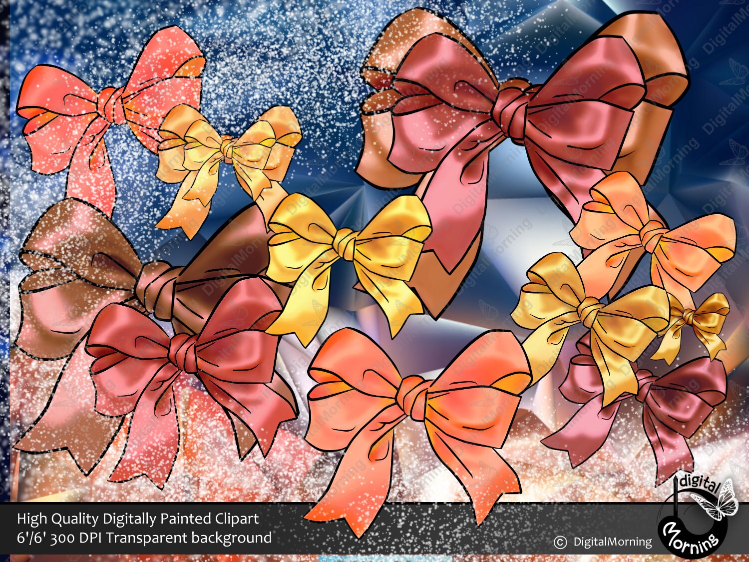 Colorful Satin Bows Clipart Gift Party Clipart Birthday - Etsy