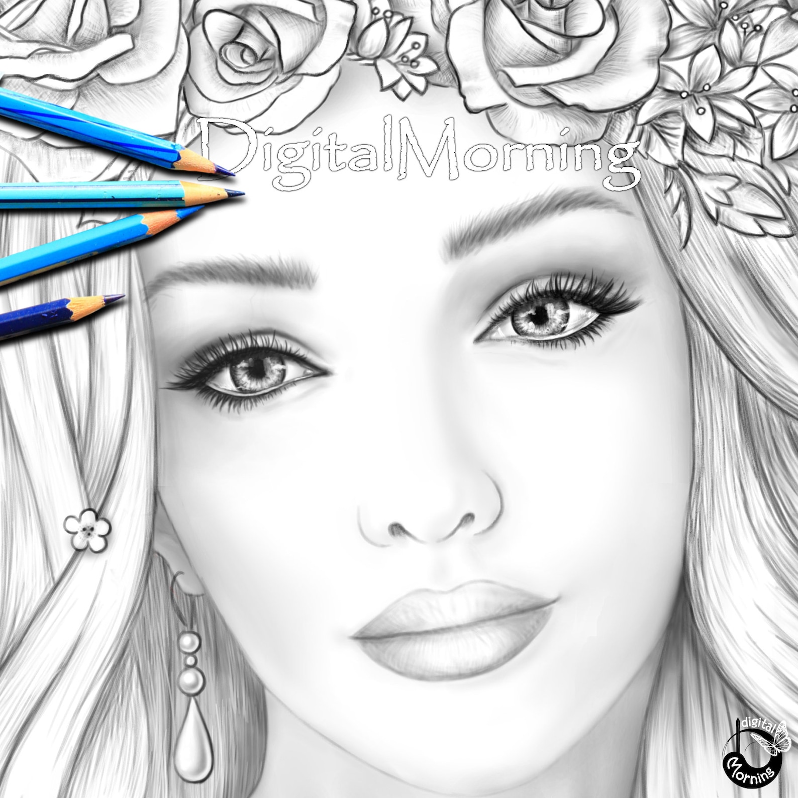 Premium Coloring Page PDF for Adult Grayscale Coloring A3 | Etsy