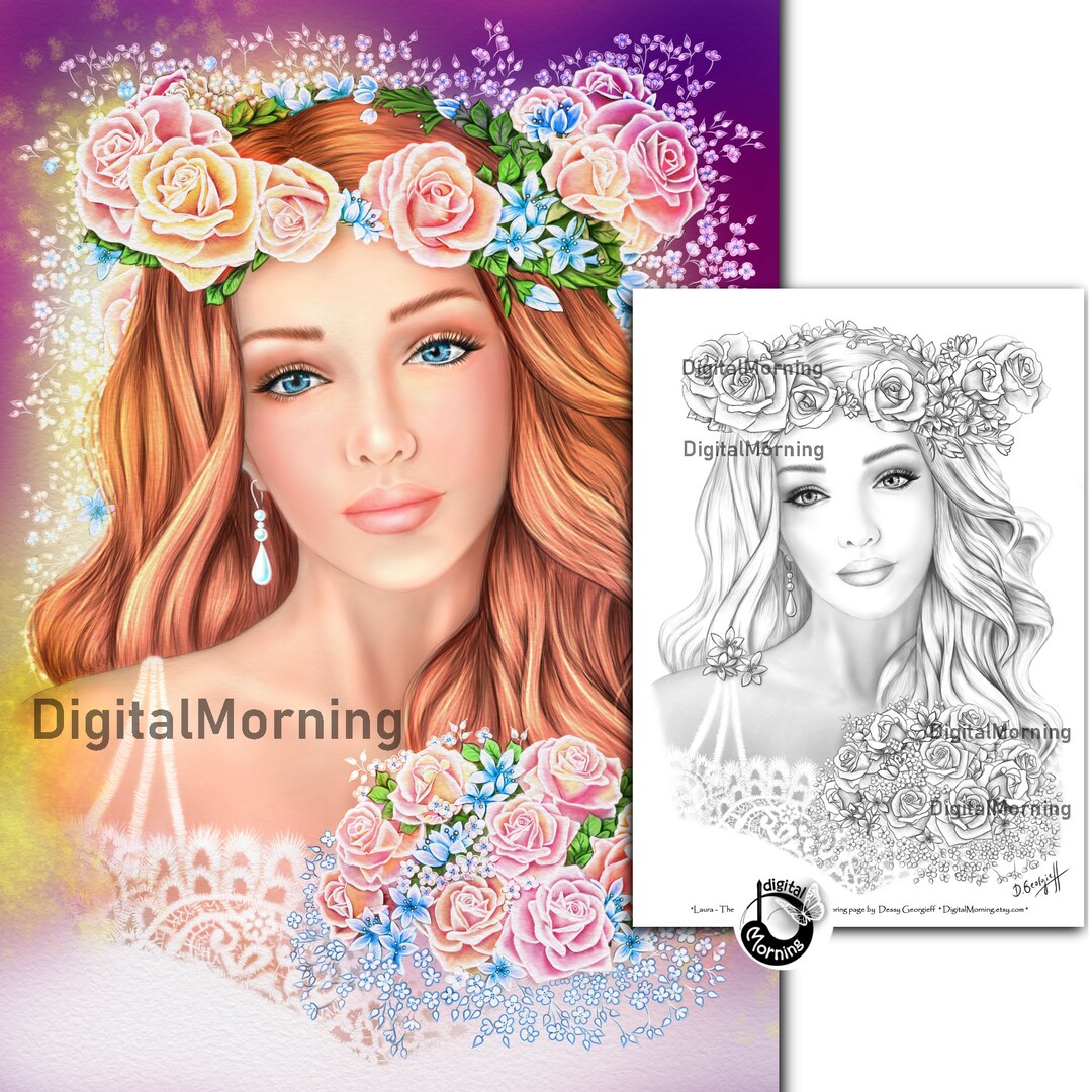 Premium Coloring Page PDF for Adult, Grayscale Coloring, A3 Coloring ...