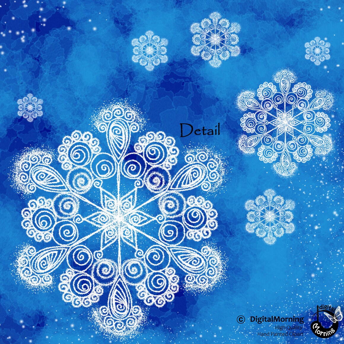 Snowflake Clipart Digital Snowflakes Winter Graphics | Etsy