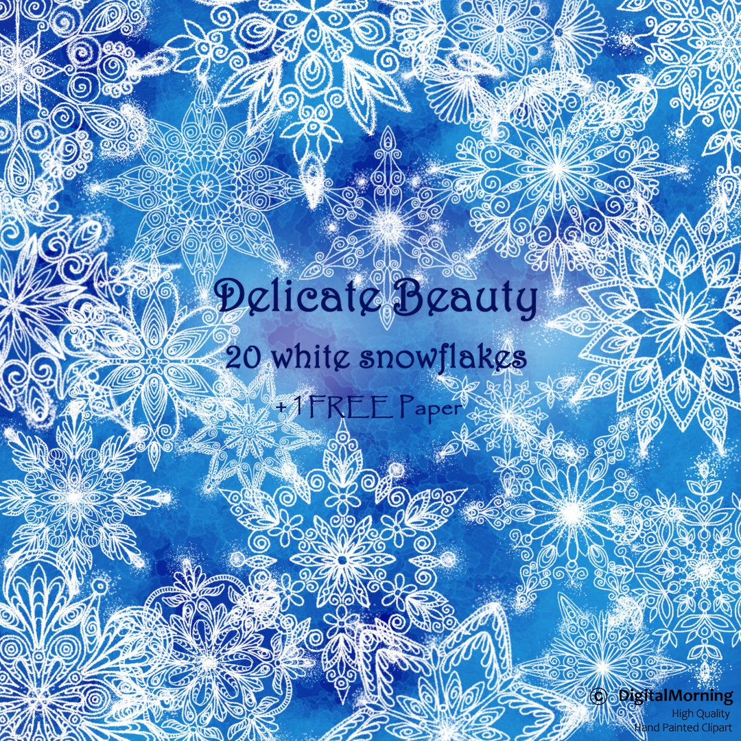 Snowflake Clipart, Digital Snowflakes, Winter Graphics, Snowflake ...