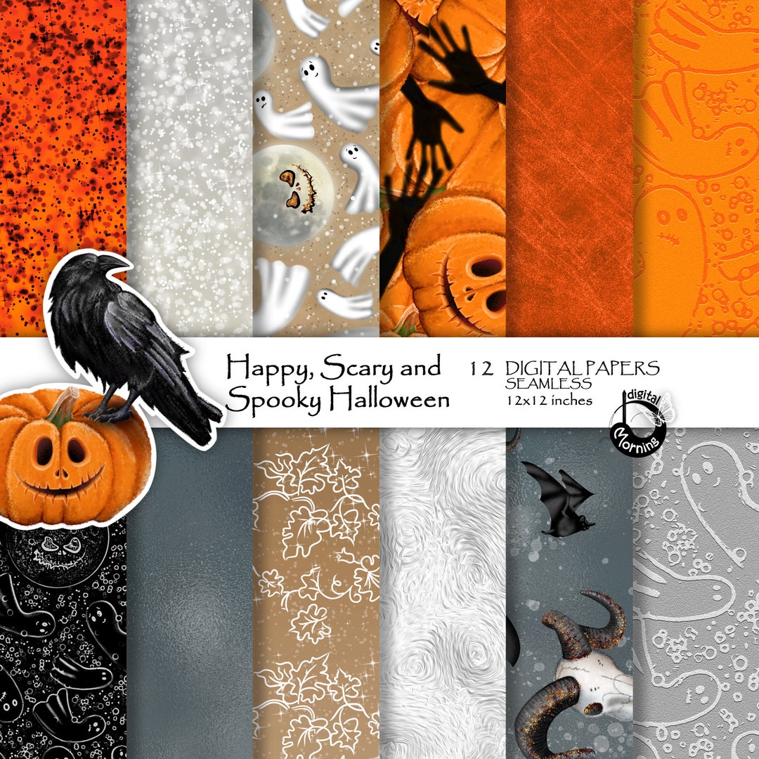 Spooky Halloween Seamless Digital Paper Pack, Halloween Background ...