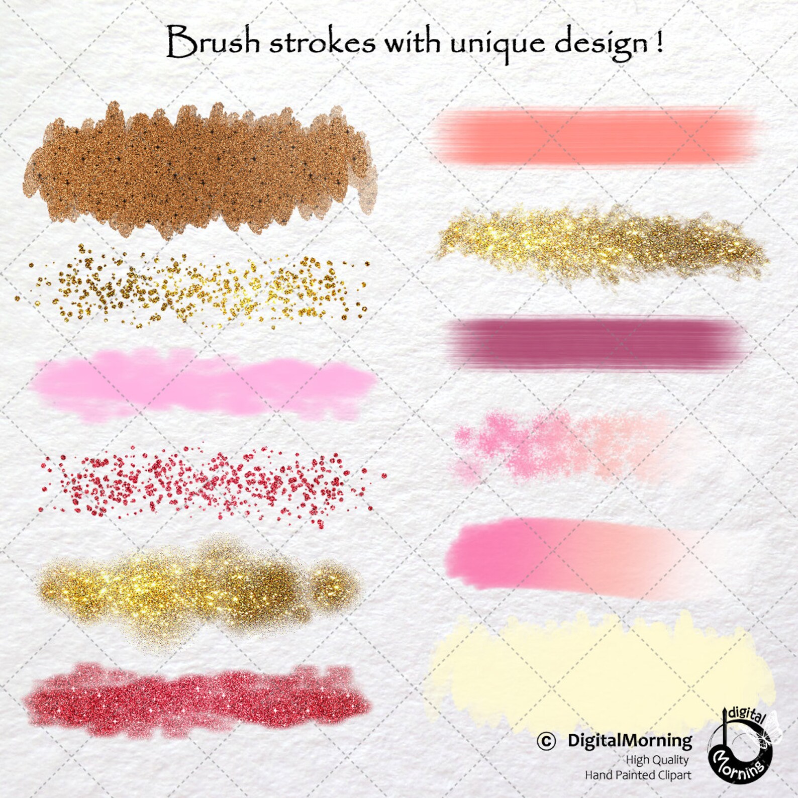 Gold Paint Brush Strokes Logo Clipart Glitter Blush Brush - Etsy Canada