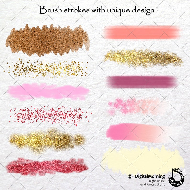 Gold Paint Brush Strokes Logo Clipart Glitter Blush Brush | Etsy