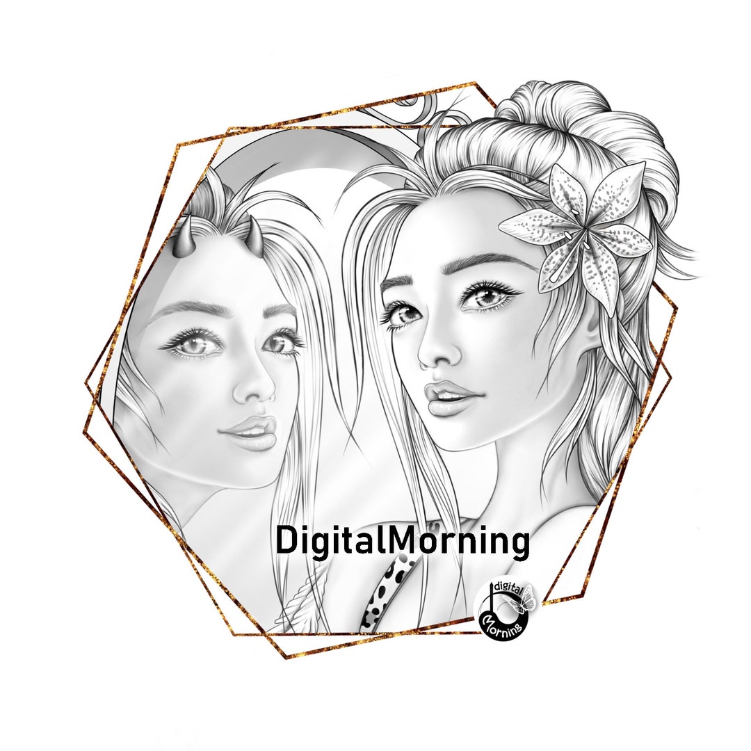 Premium Coloring Page PDF for Adult, Grayscale Coloring, A3 Coloring ...