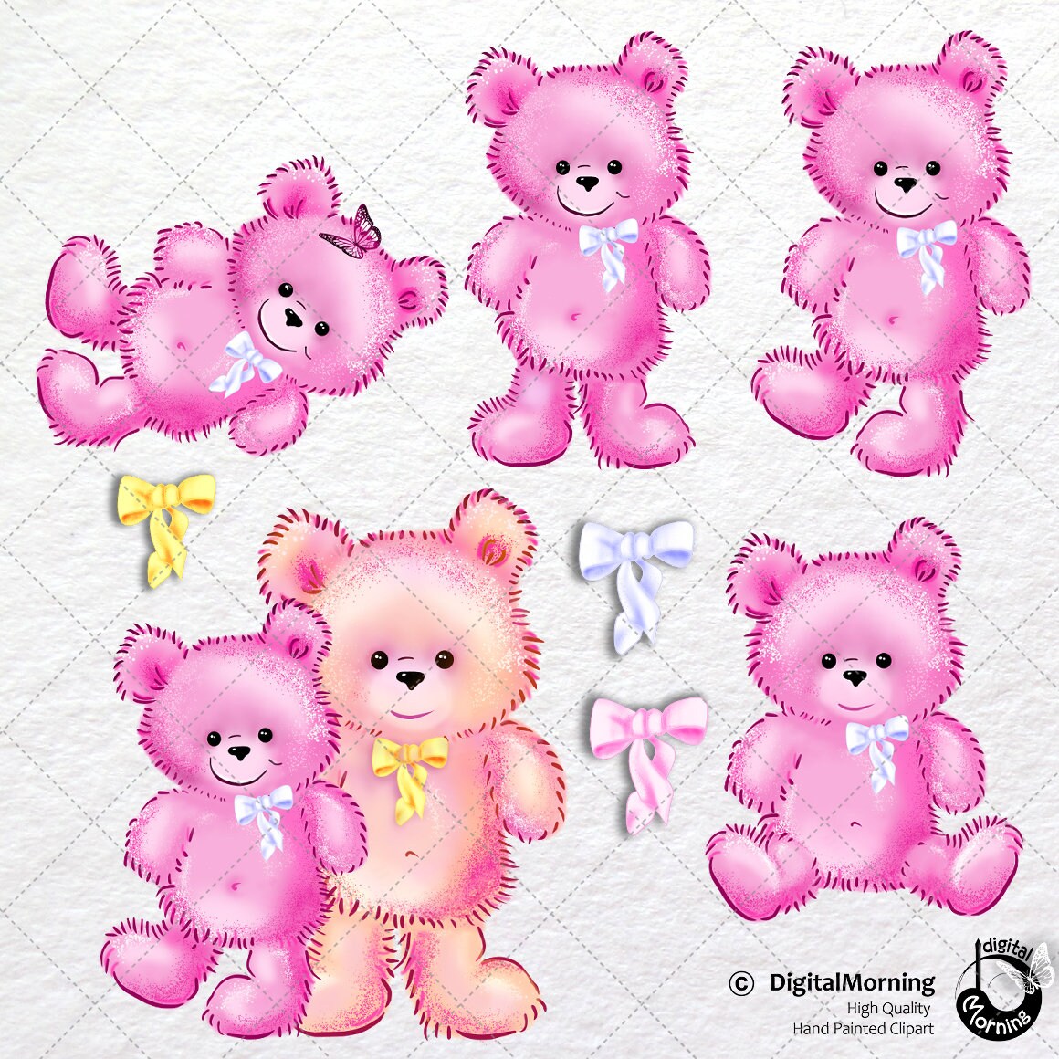 Animals Clipart Cute Pink Bear Clipart Teddy Bear Graphics - Etsy UK