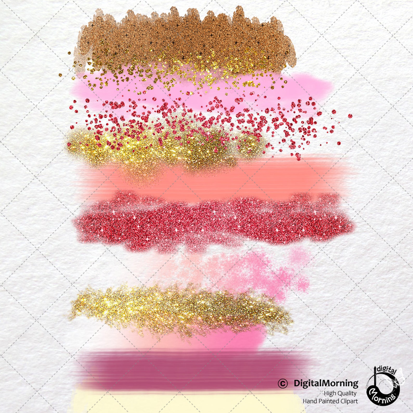 Gold Paint Brush Strokes Logo Clipart Glitter Blush Brush | Etsy