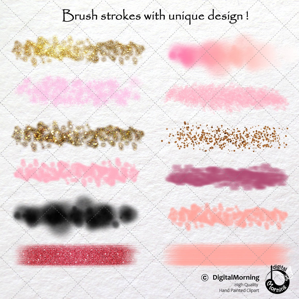 Gold Paint Brush Strokes Logo Clipart Glitter Blush Brush | Etsy