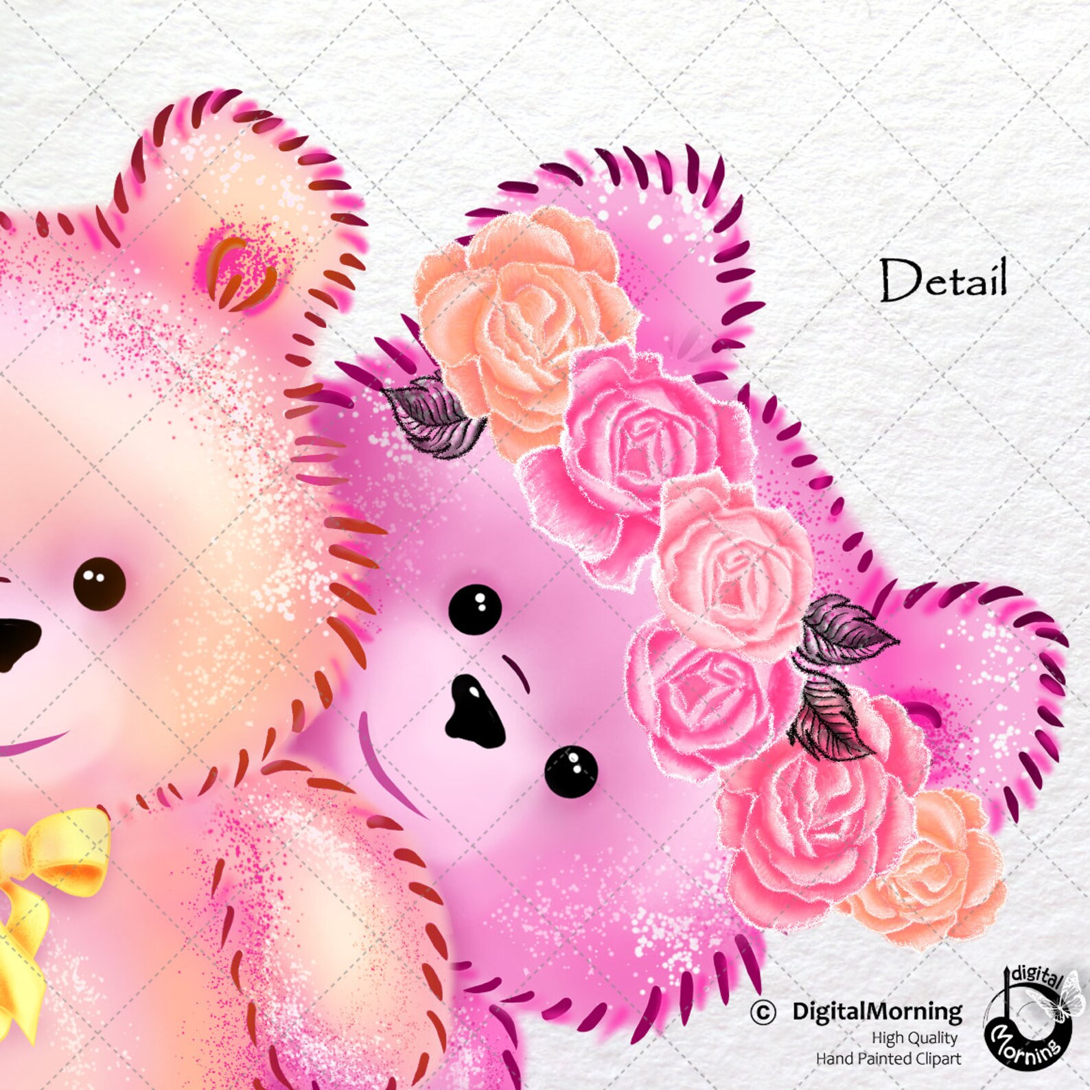 Animals Clipart Cute Pink Bear Clipart Teddy Bear Graphics | Etsy