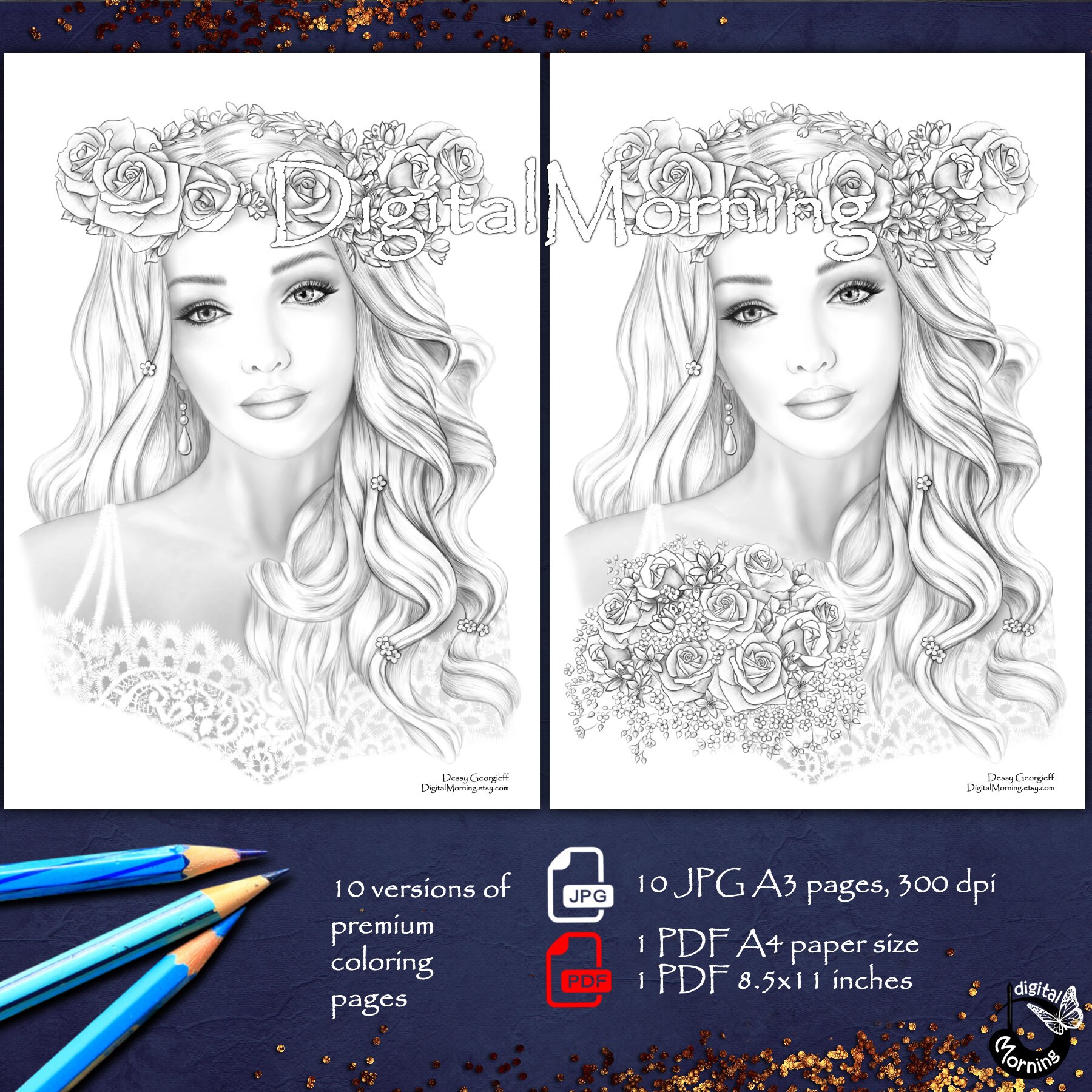 Premium Coloring Page PDF for Adult Grayscale Coloring A3 | Etsy