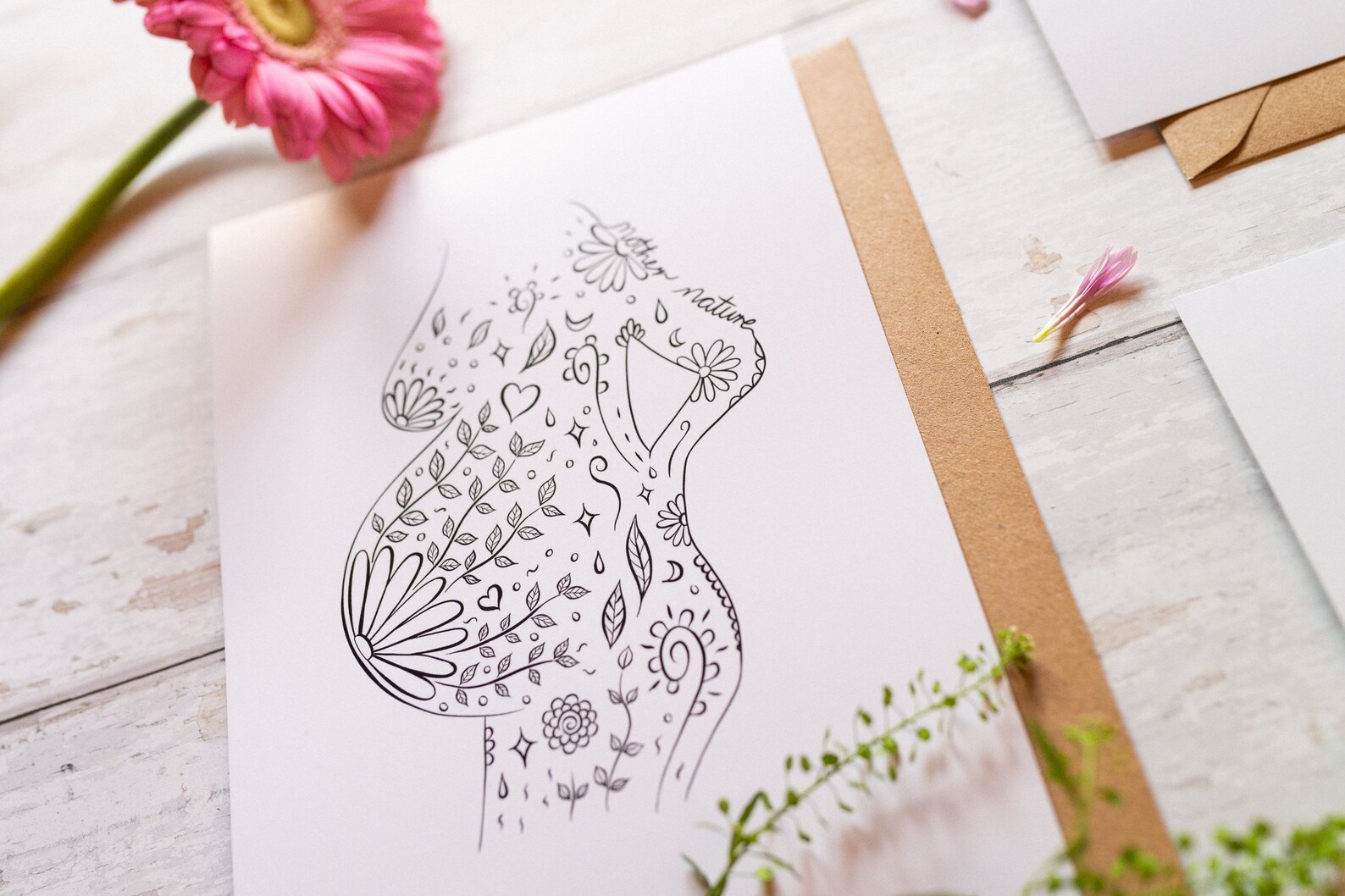 Pregnancy Art Print - Mother Nature - Illustrated A5 Print - Etsy
