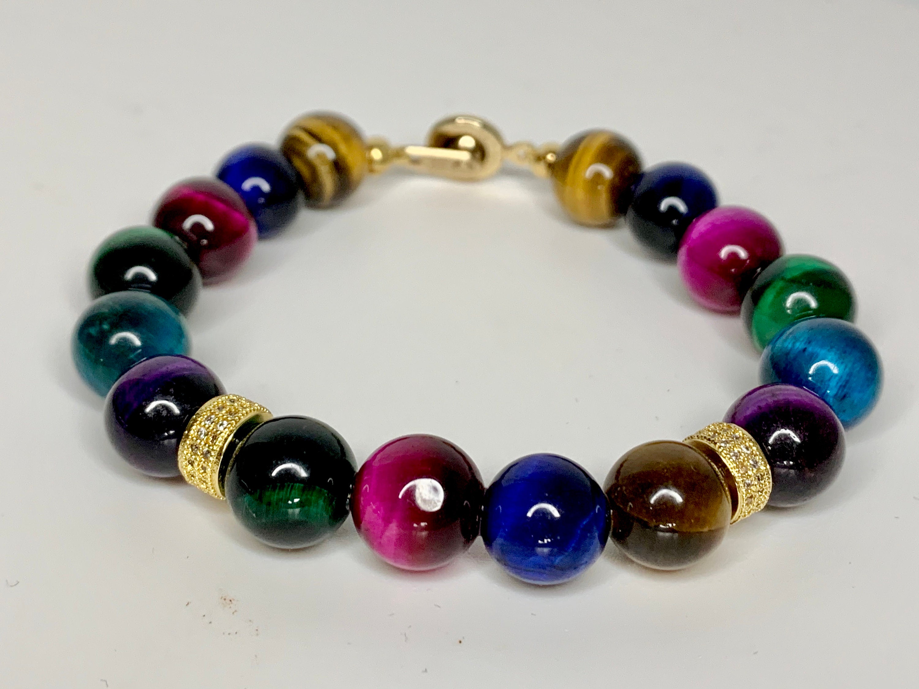 Multi-color Tiger Eye Bracelet - Etsy