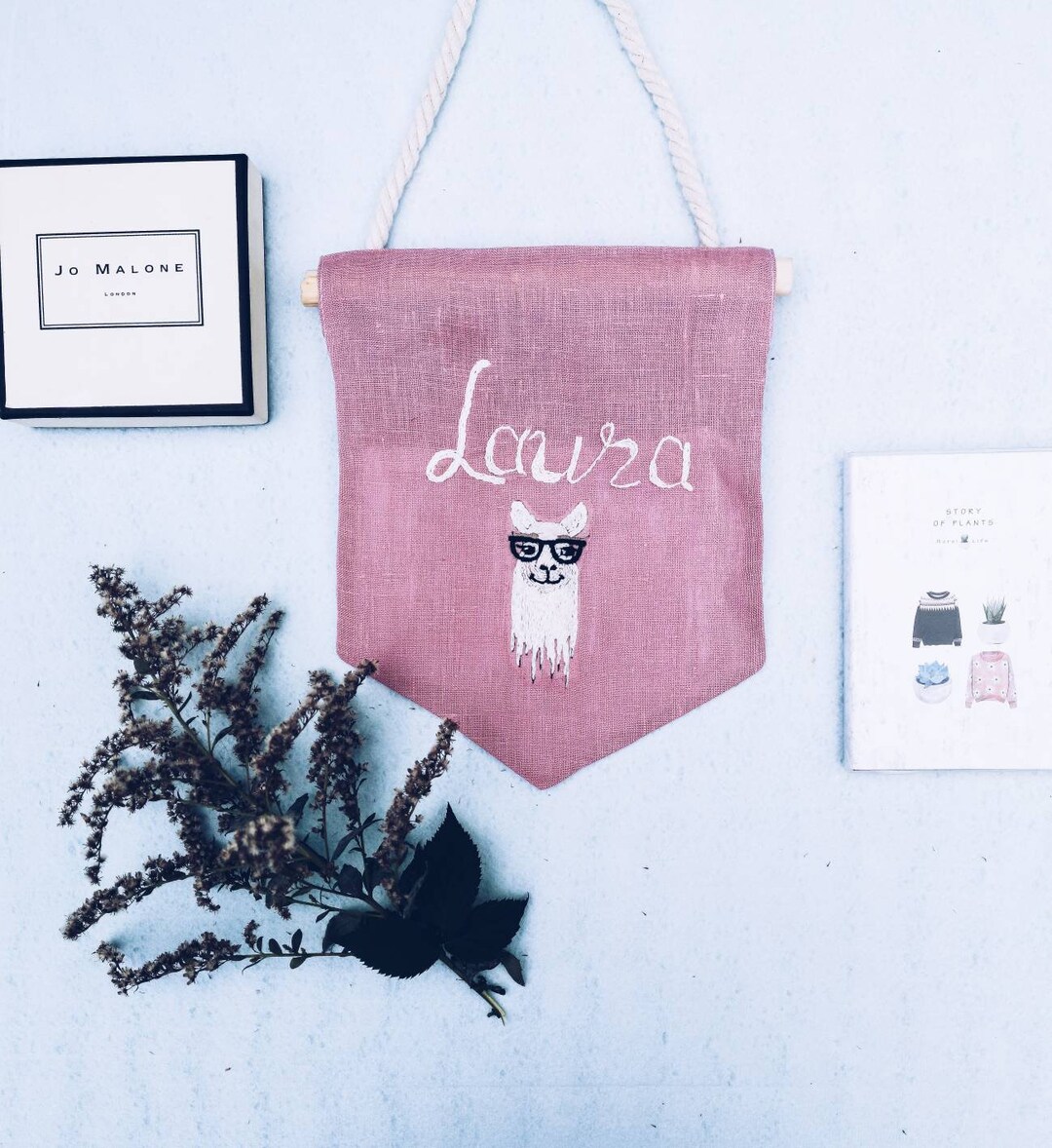 Personalized Banner in the Children's Room, Alpaca Hand Embroidery ...