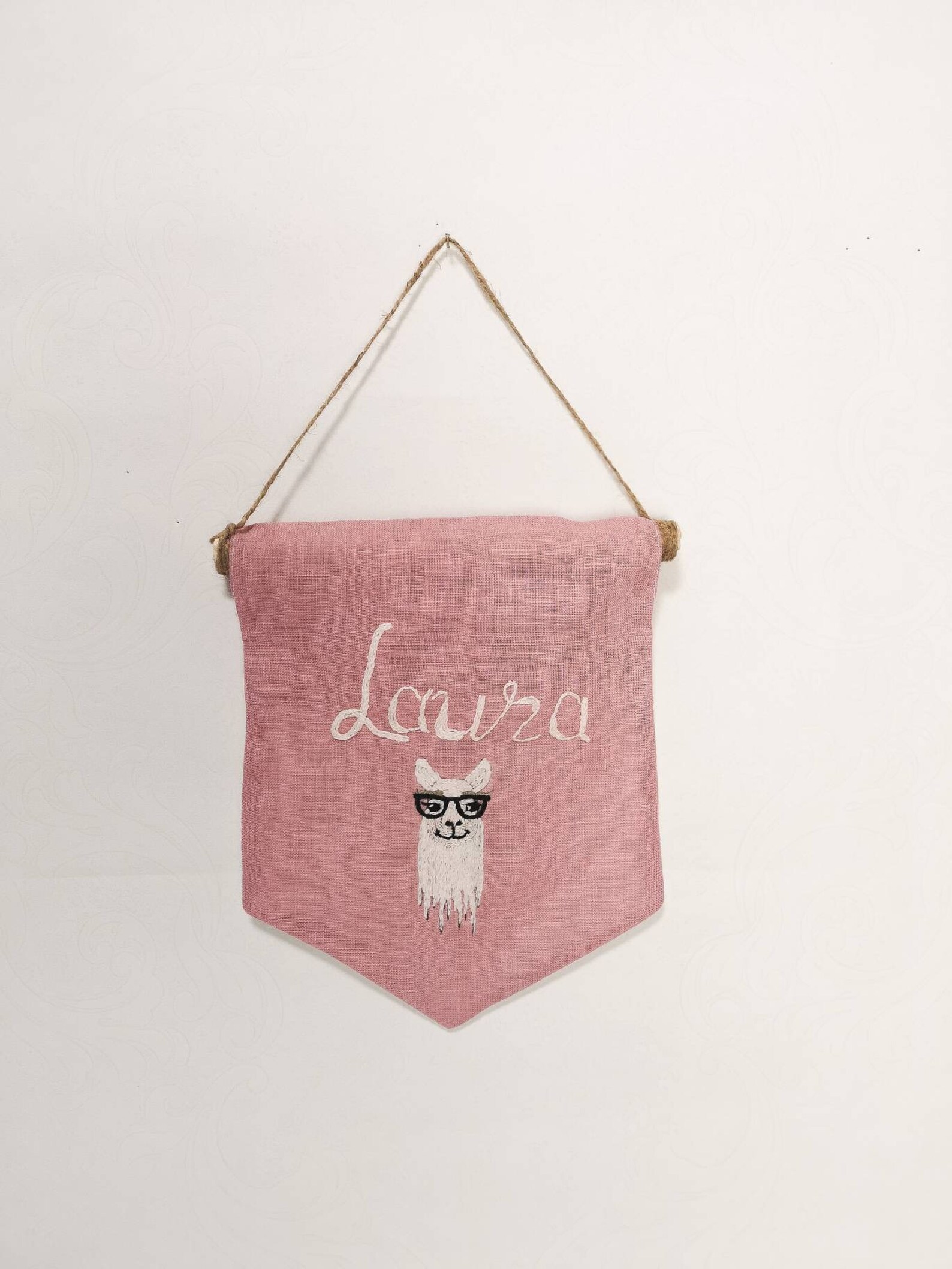 Personalized Banner in the Children's Room, Alpaca Hand Embroidery ...