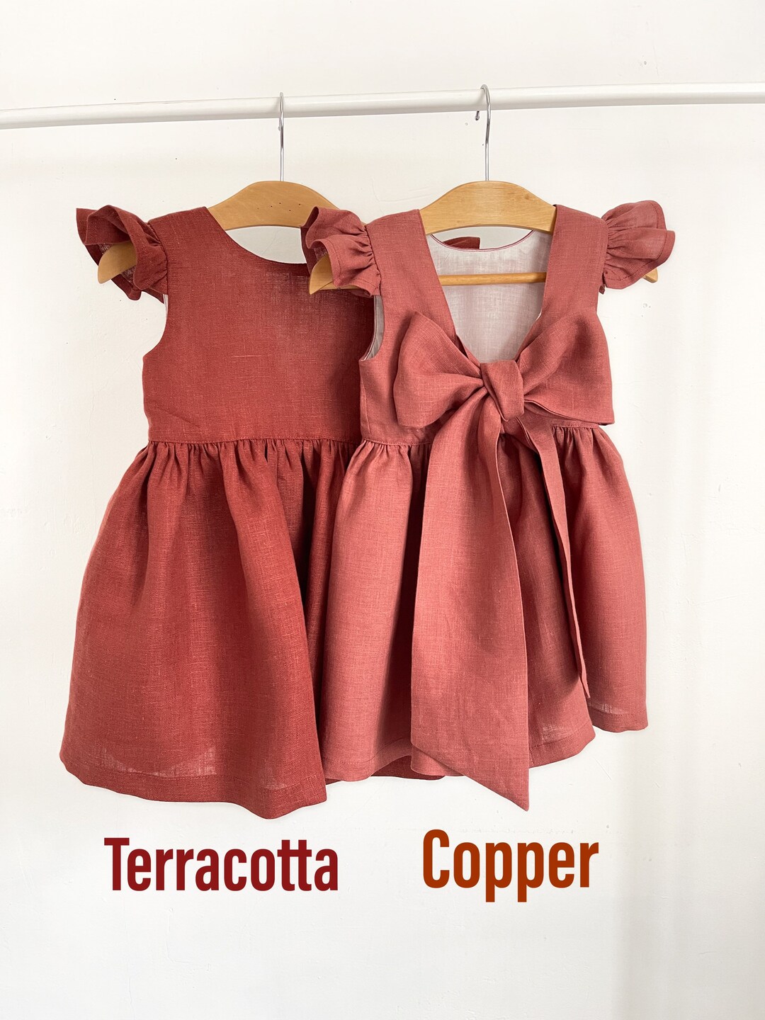 Rust Girls Copperlinen Dress Summer Dress Fall Dress - Etsy