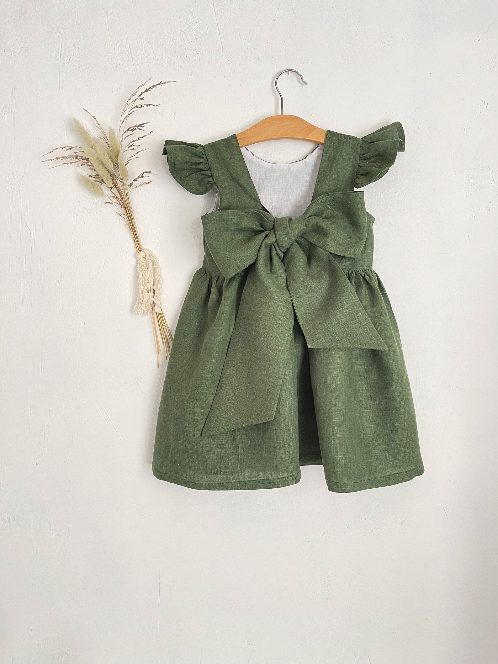 Green Dress for Girls Green Linen Dress for Baby Girl Green - Etsy