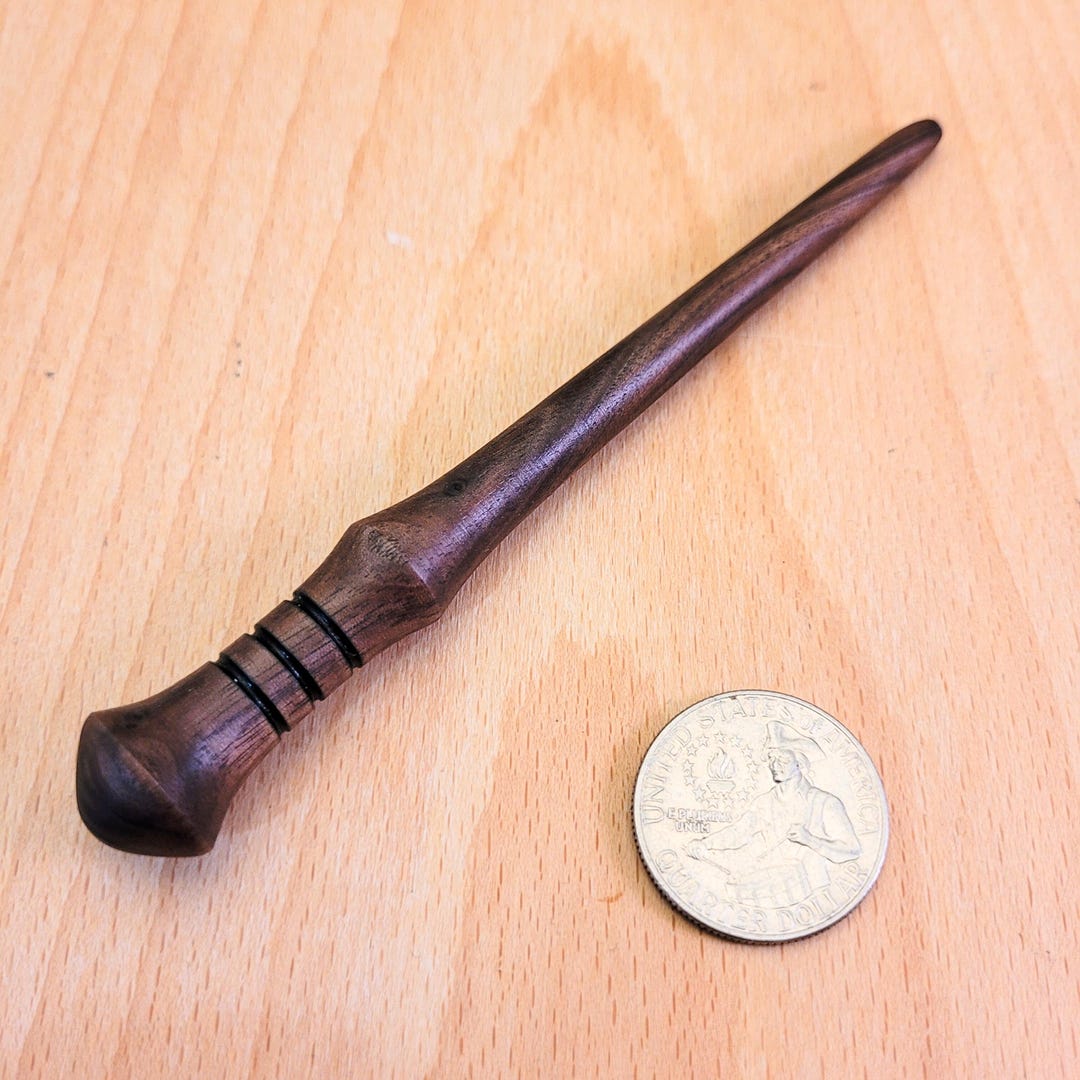 Hand Turned Dark Walnut Wood Wand, 5" - Etsy