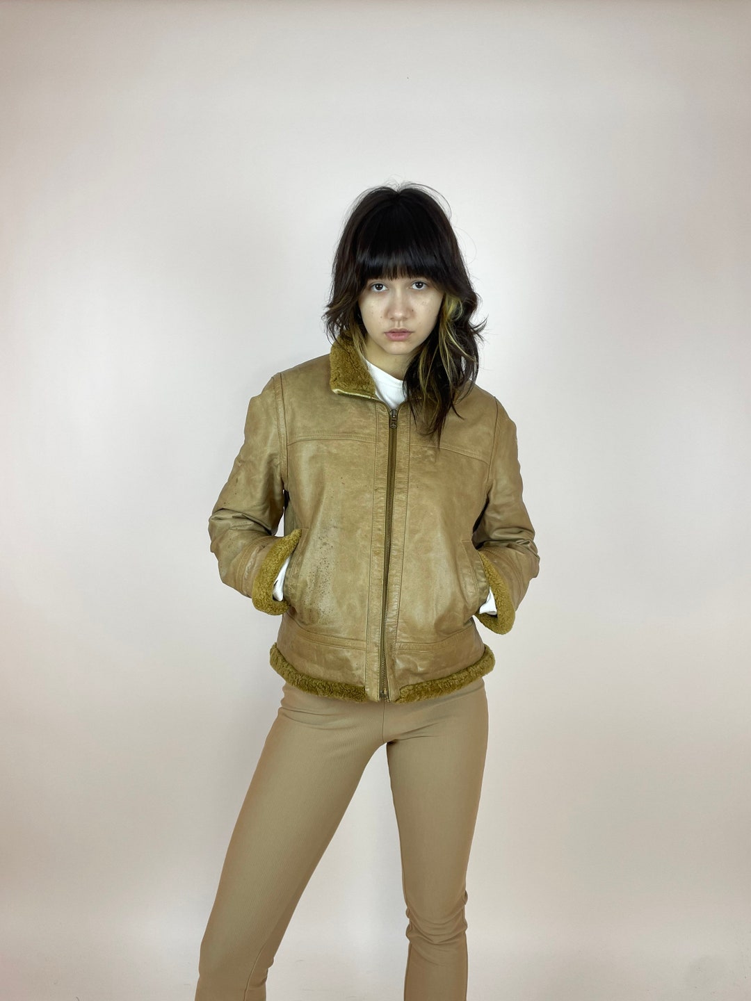 Pall Mall American Classic Womens Leather Sherpa Jacket Size M - Etsy