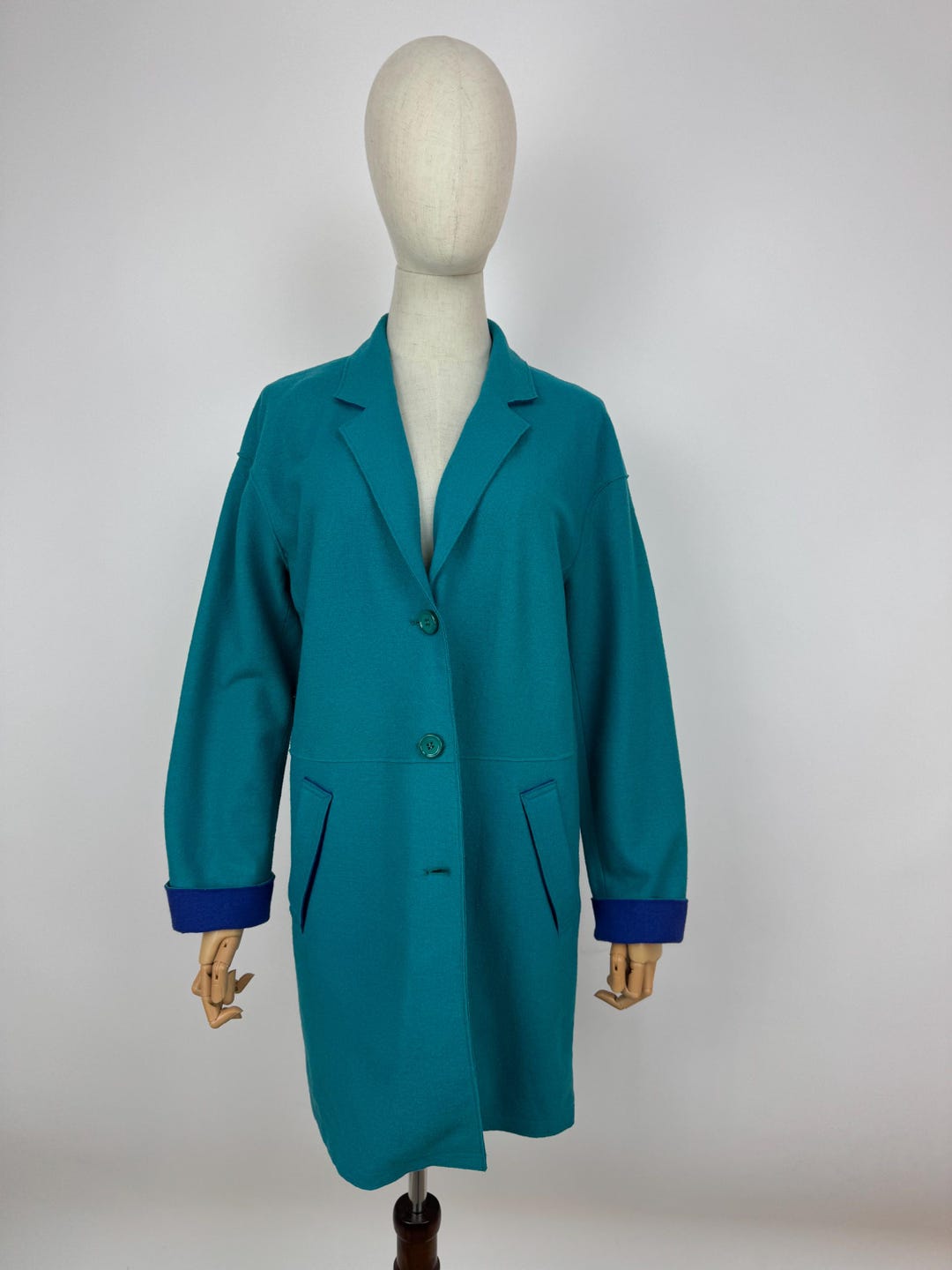 Milestone Handcrafted Design Wool Coat Blue Unlined Overcoat Old Money ...