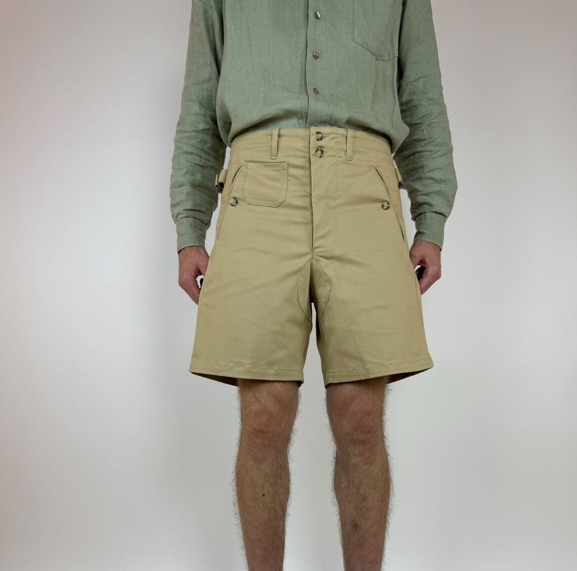 KARL HEISLER Beige Classic Army Shorts Mens Size 32 - Etsy