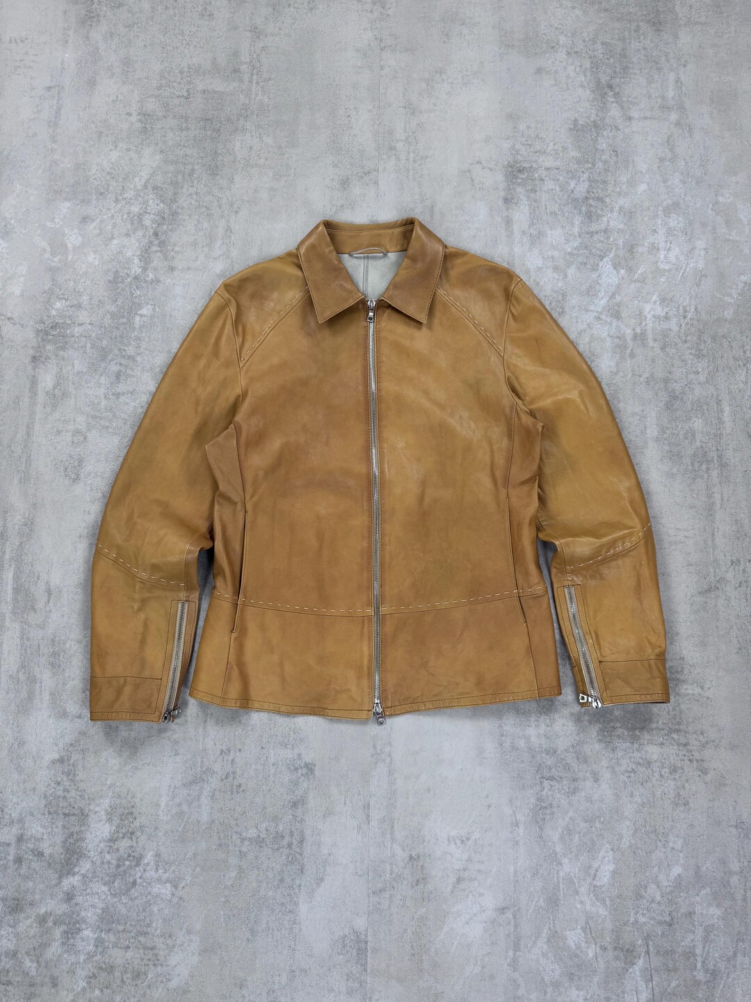 GIMOS Leather Jacket Gimo’s Mens Vintage Collared Western Jacket Size ...