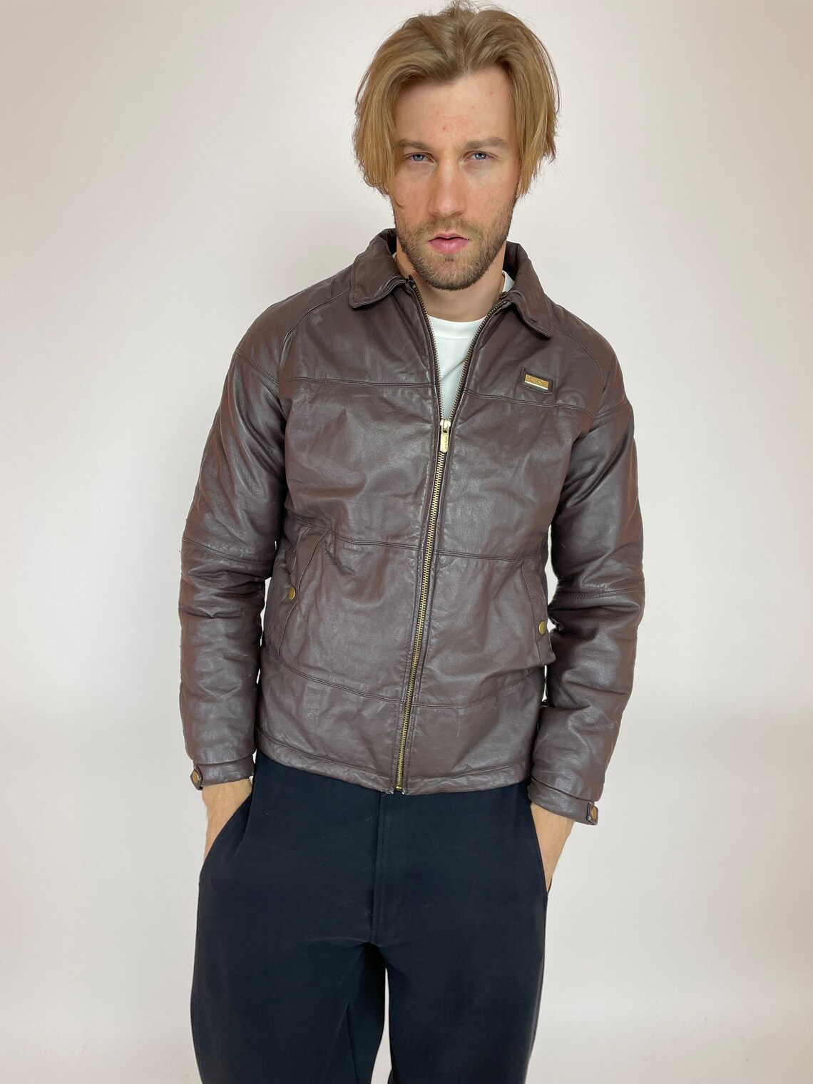 Vintage ECKO UNLTD Leather Jacket Mens Size S - Etsy
